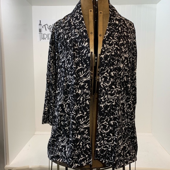 Laura Ashley | Sweaters | Laura Ashley Open Front Cardigan Black White ...